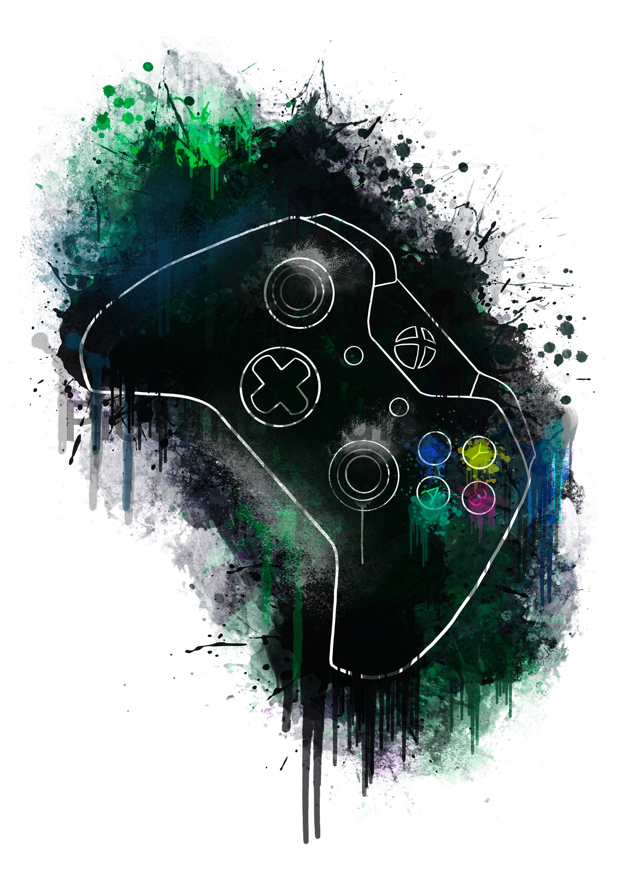 Xbox Controller Artwork Xbox Controller Art Etsy