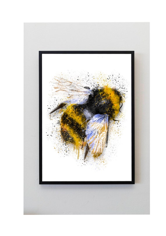 Bee Yellow Black Insect Splatter Art Print Unframed | Etsy
