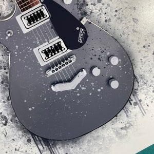 Grey, Electric Guitar, Splatter, Art Print, Unframed - Etsy UK