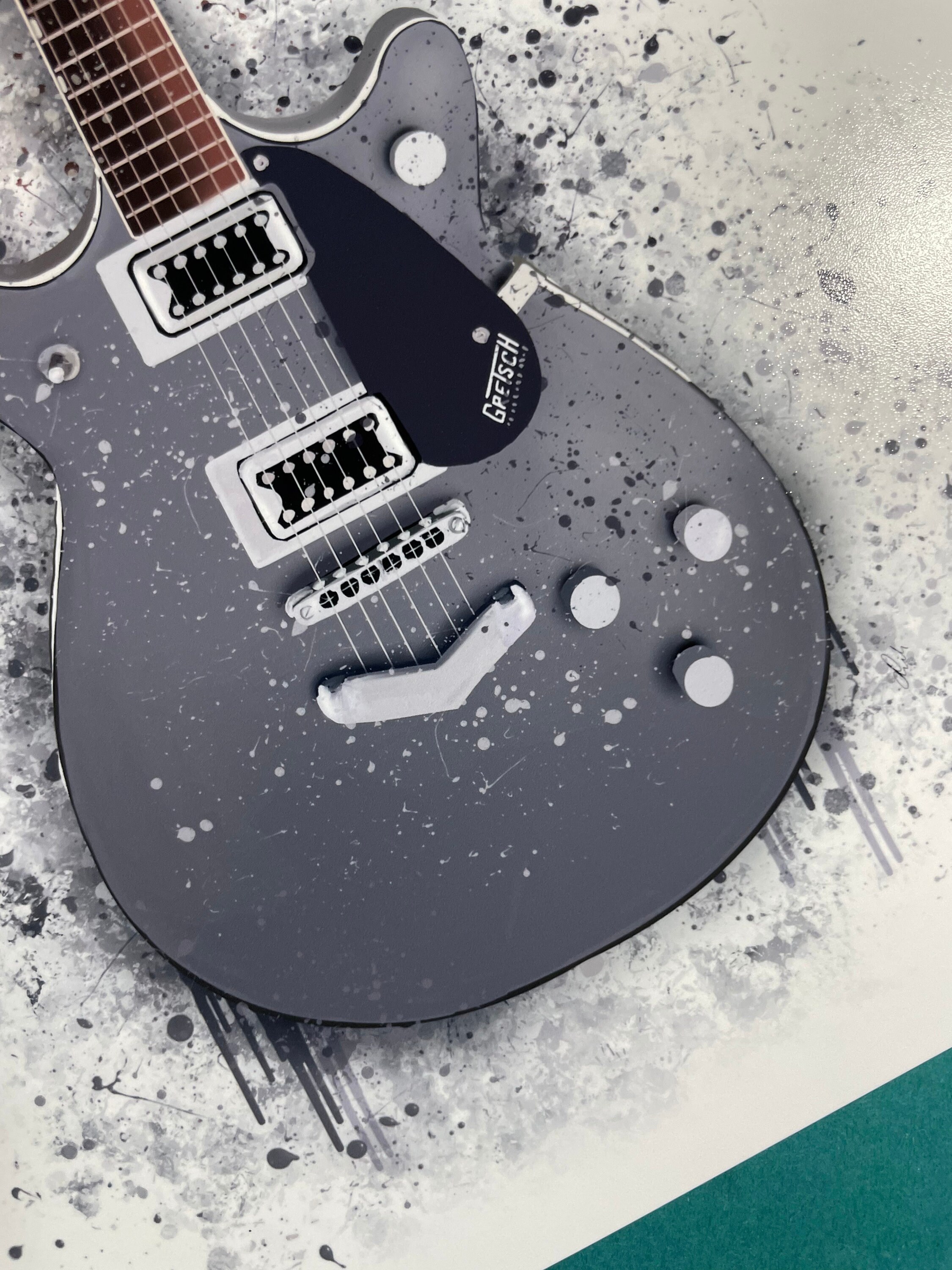 Grey, Electric Guitar, Splatter, Art Print, Unframed - Etsy UK