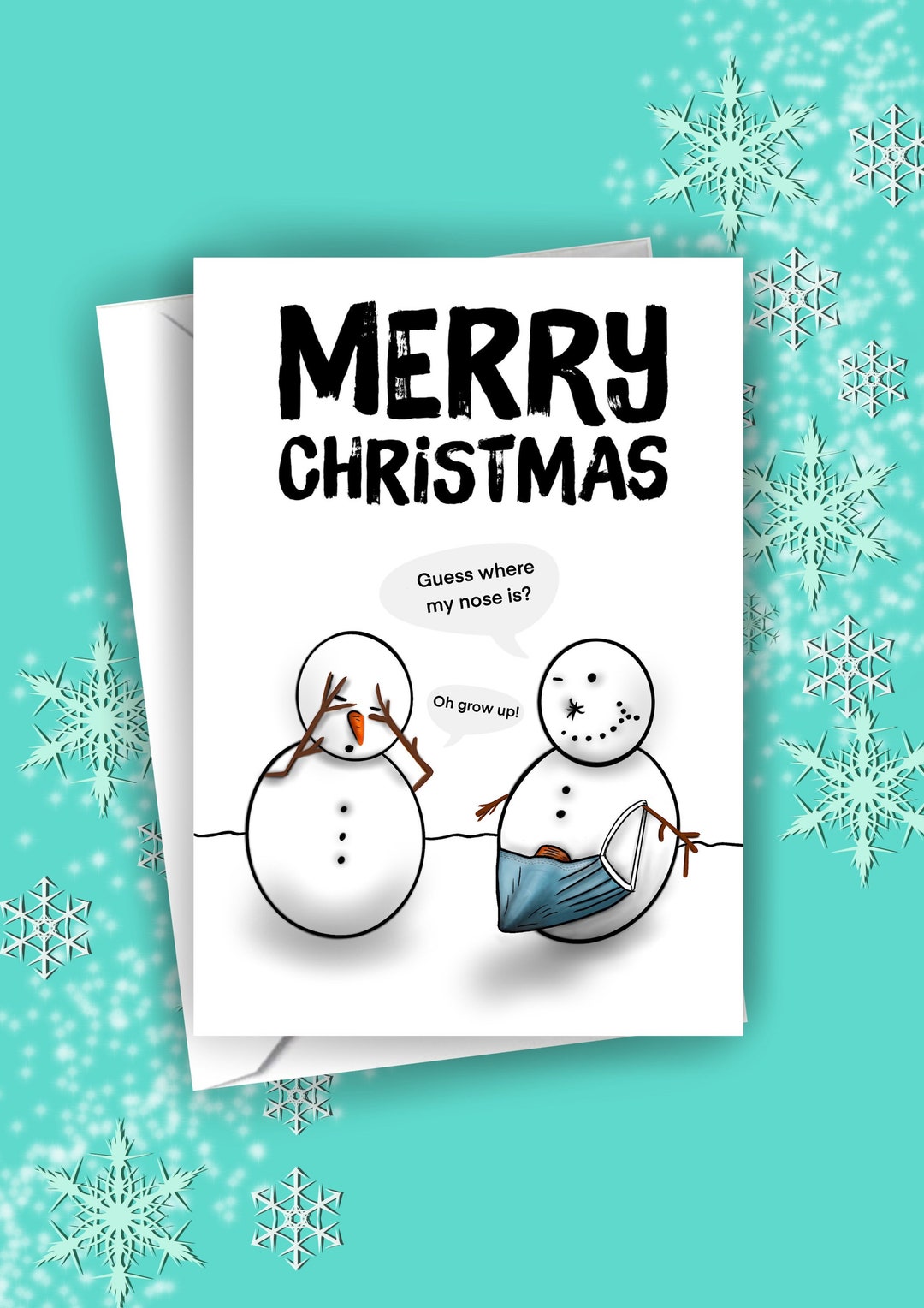 Funny, rude Christmas, Card, Snowman, face mask, - Etsy Nederland