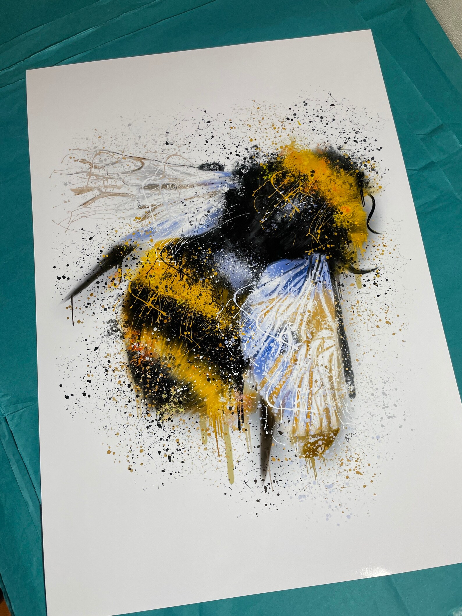Bee Yellow Black Insect Splatter Art Print Unframed - Etsy UK