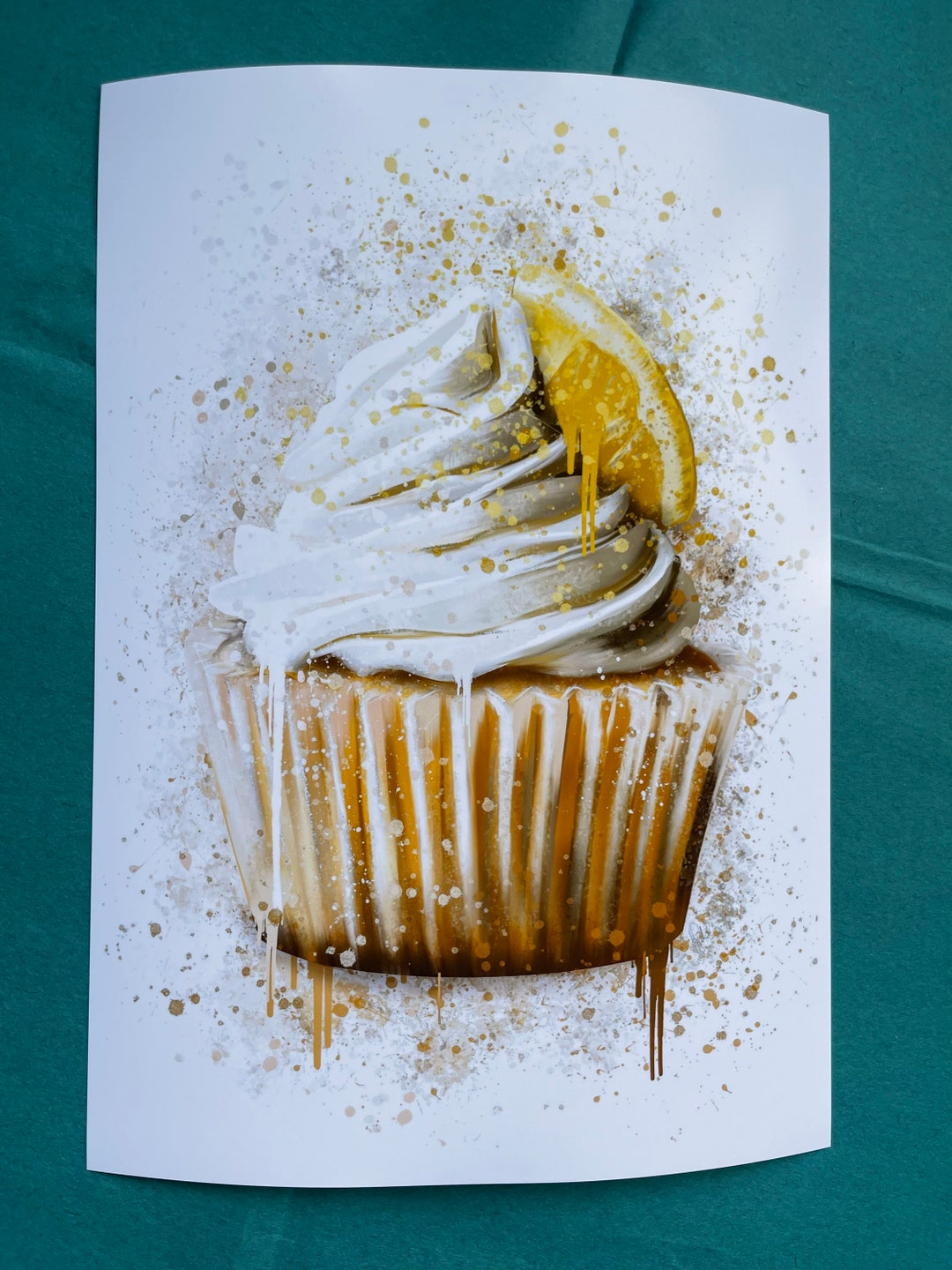 Yellow, Beige, Cream, Lemon, Drizzle, Cupcake, Splatter, Art Print ...