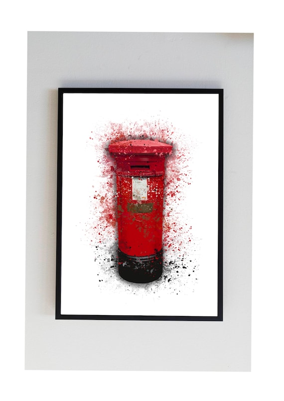 Red London Post Box Splatter Art Print Unframed | Etsy