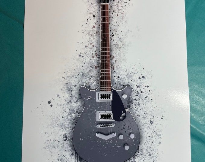 Grey, Electric Guitar, Splatter, Art Print, Unframed - Etsy UK