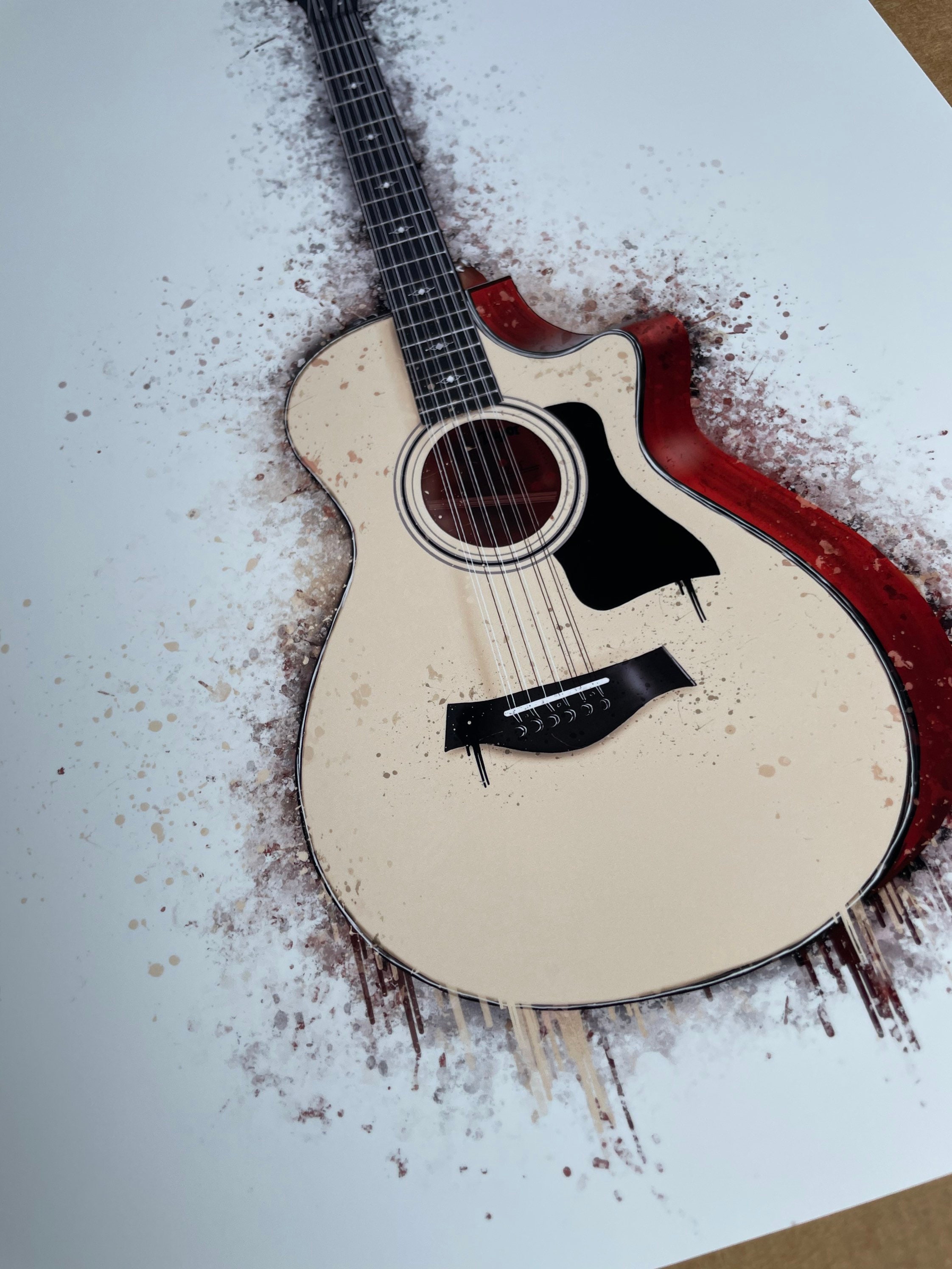 Acoustic, Guitar, Splatter, Art Print, Poster, Unframed - Etsy UK