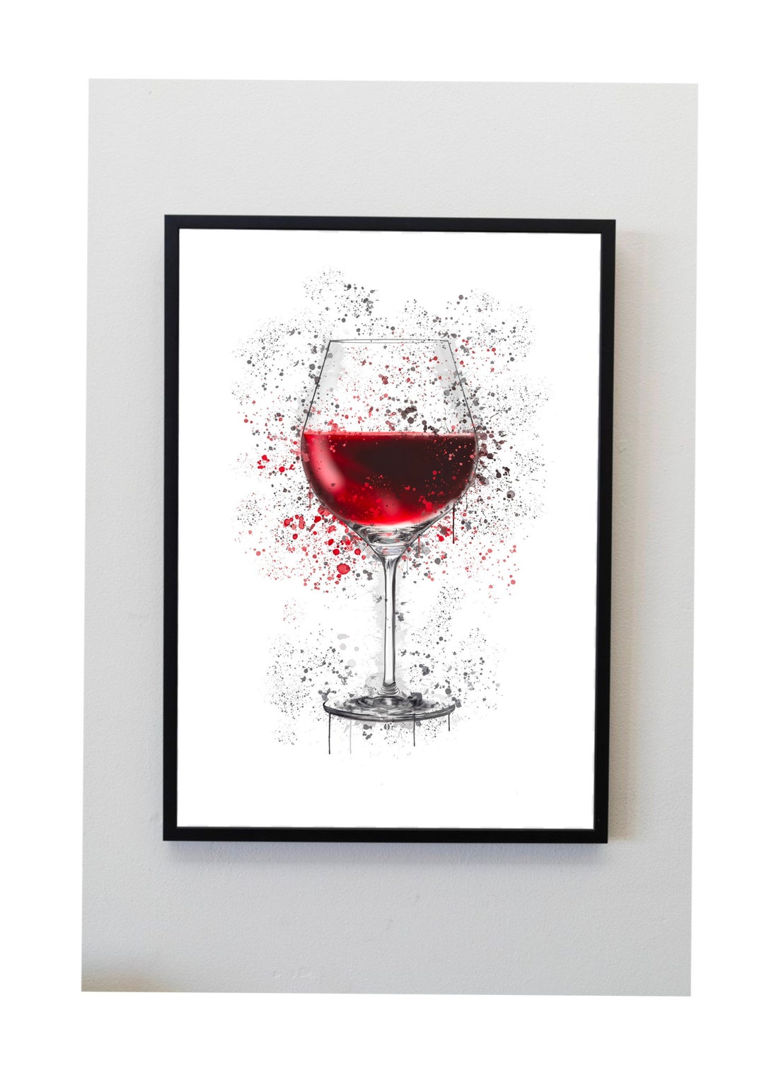 Red Wine, Glass, Kitchen, Wall, Splatter, Art Print, Unframed, - Etsy