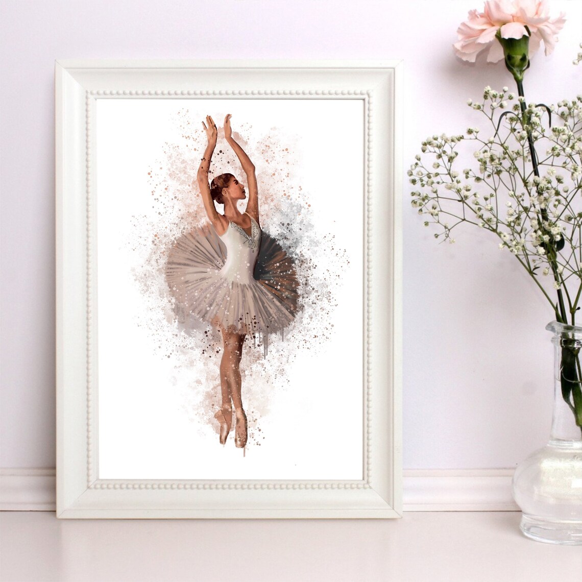 Pink Cream Ballerina Ballet Dancer Splatter Art Print - Etsy UK