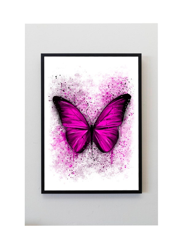 Pink Butterfly Insect Animal Splatter Art Print Unframed - Etsy