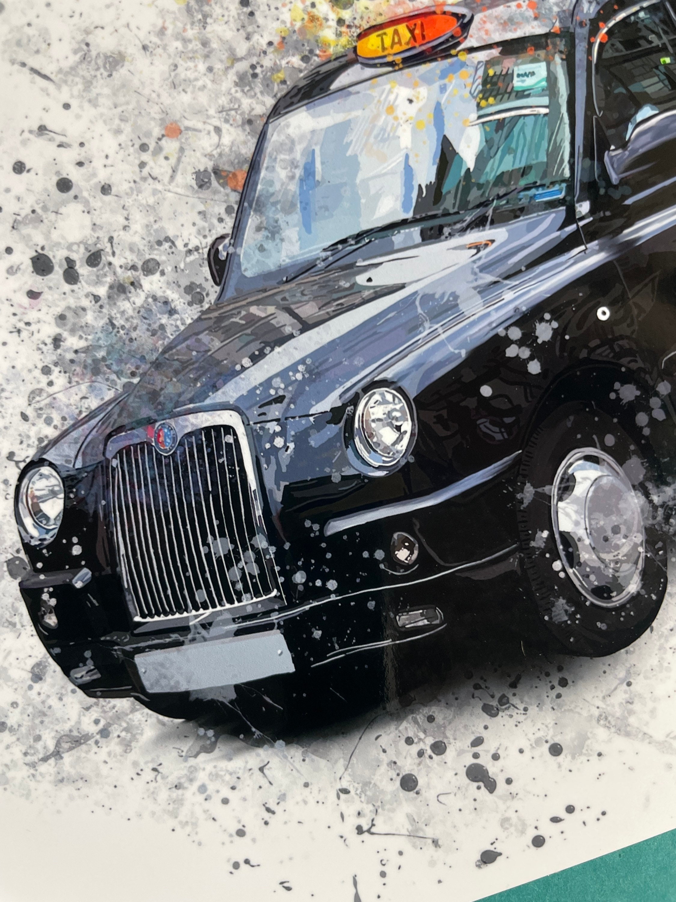 Black London Taxi Cab Splatter Art Print Unframed - Etsy UK