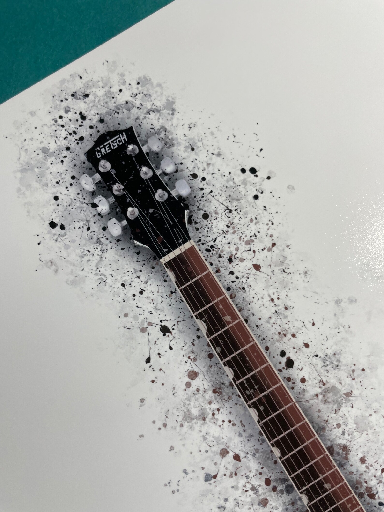 Grey, Electric Guitar, Splatter, Art Print, Unframed - Etsy UK