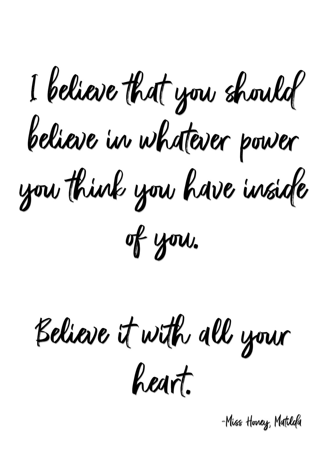 Roald Dahl Matilda Miss Honey Quote Unique Teacher Gift Art | Etsy