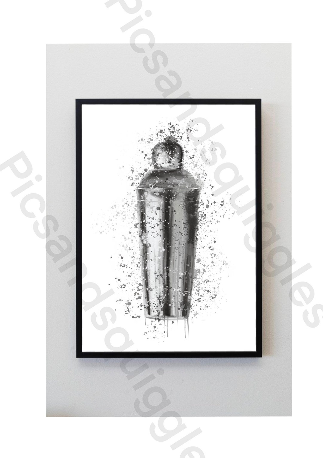 Grey, Cocktail, Shaker, Drink, Splatter, Art Print, Unframed, - Etsy UK