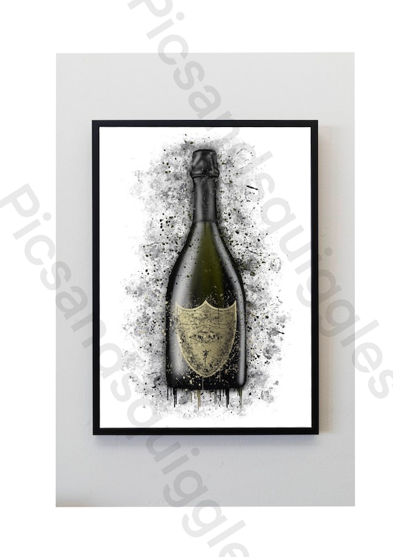 Champagne Dom Perignon Style Black Splatter Art Print - Etsy UK