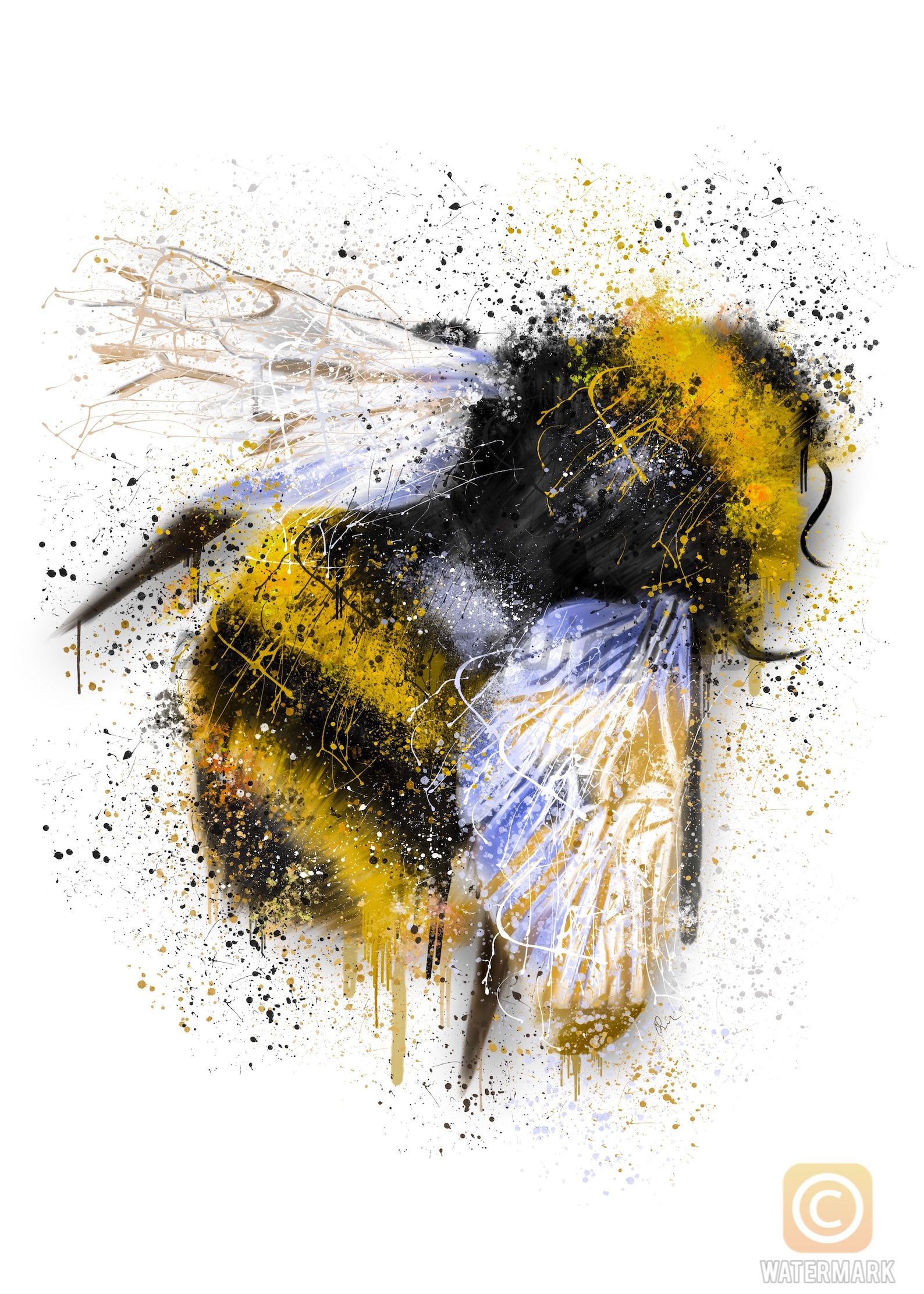 Bee Yellow Black Insect Splatter Art Print Unframed - Etsy UK