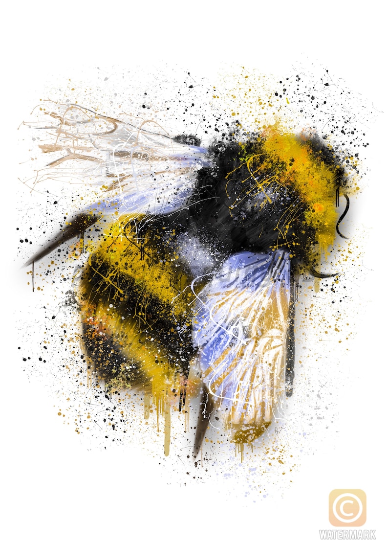 Bee Yellow Black Insect Splatter Art Print Unframed - Etsy UK