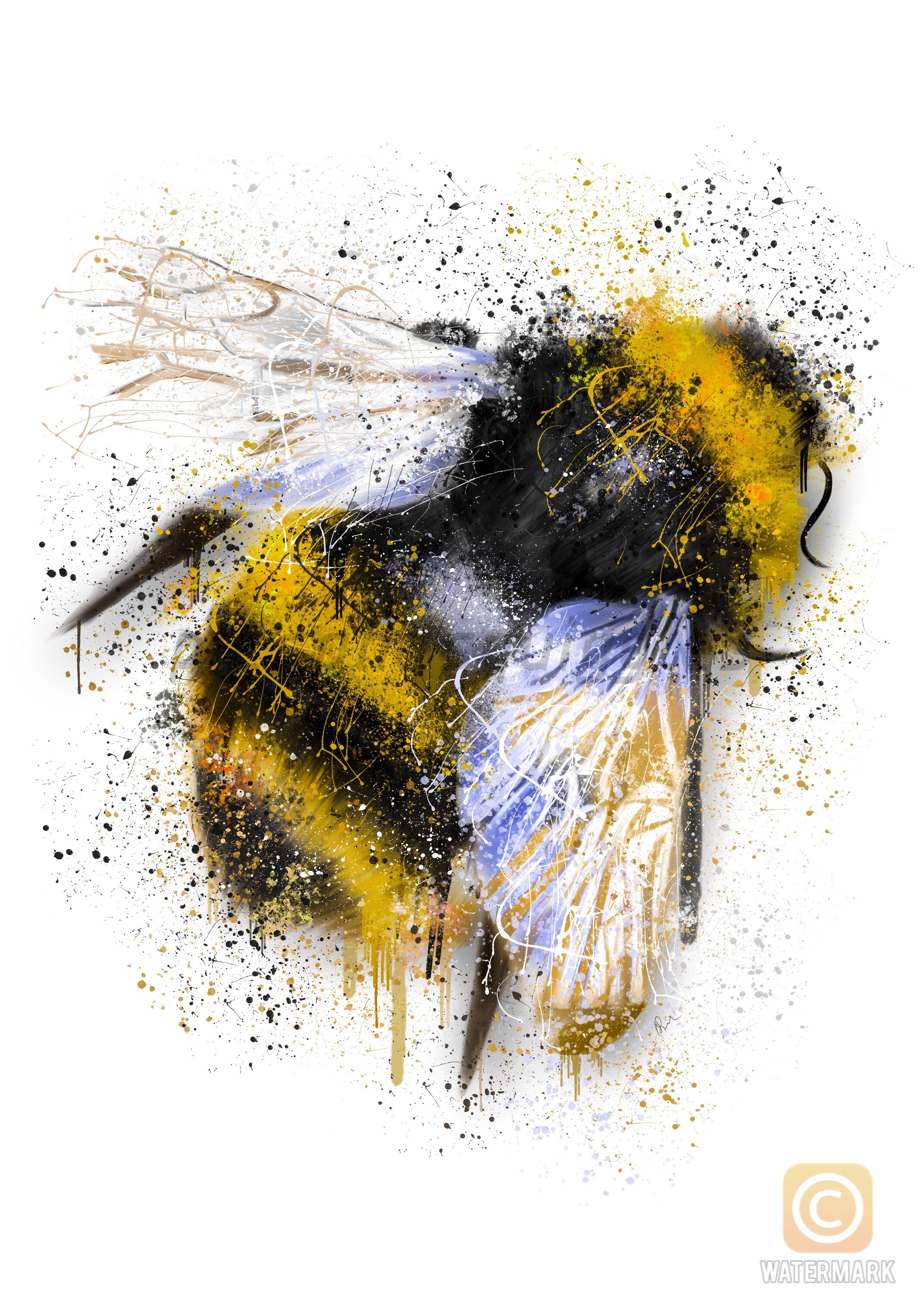 Bee Yellow Black Insect Splatter Art Print Unframed - Etsy UK