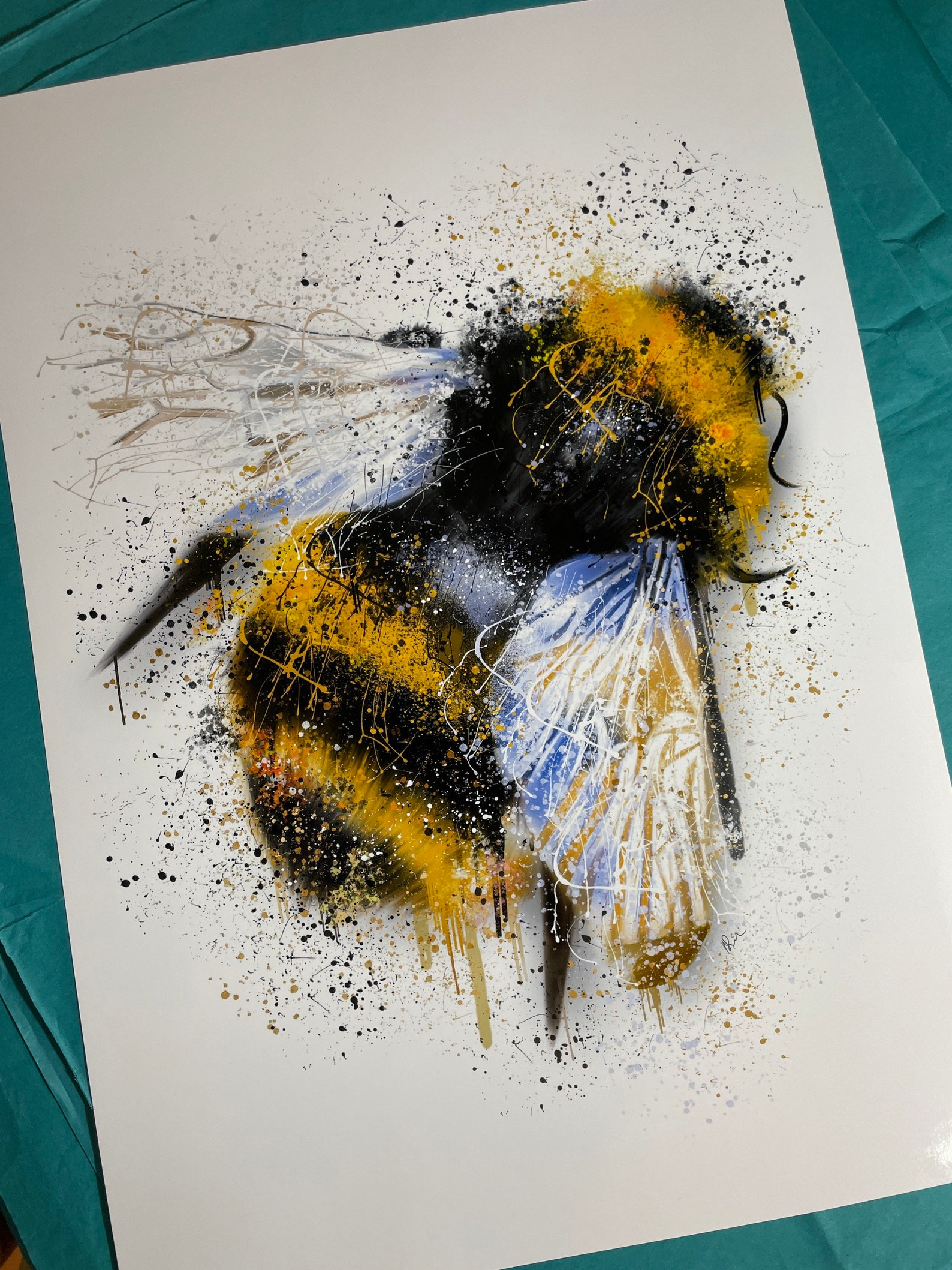 Bee Yellow Black Insect Splatter Art Print Unframed - Etsy UK