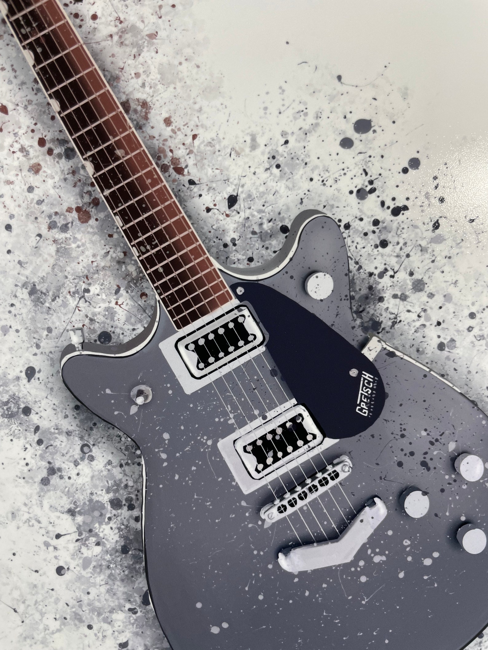 Grey, Electric Guitar, Splatter, Art Print, Unframed - Etsy UK