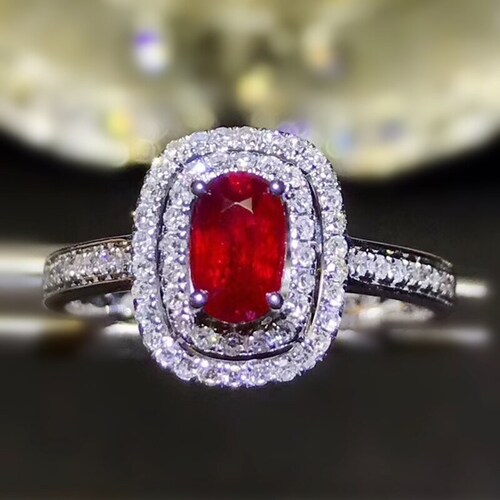 A 1CT Emerald Cut Lab Red Ruby Ring | Etsy