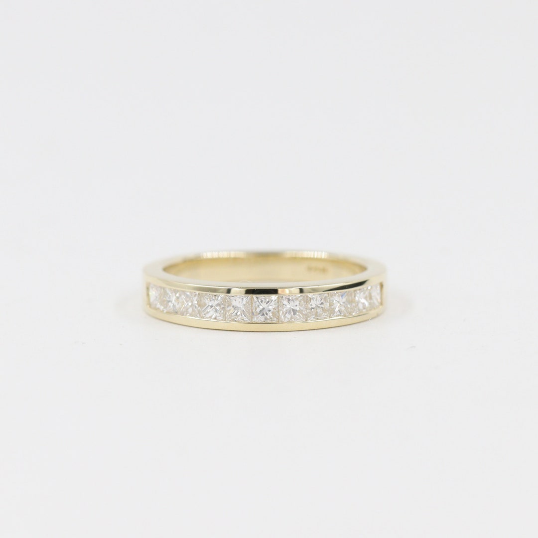 Princess Cut Half Diamond Band/princess Cut Diamond Wedding - Etsy