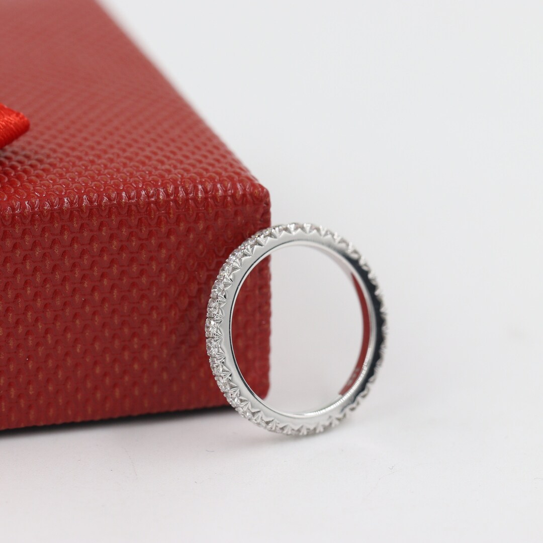 Full Eternity French Pave Diamond Wedding Band/stackable Full Eternity ...