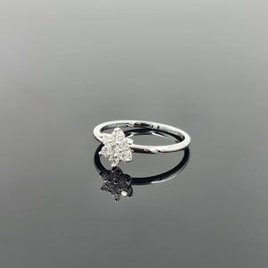 Flower Natural Diamond Anniversary Ring /14K Gold Flower Diamond Ring ...