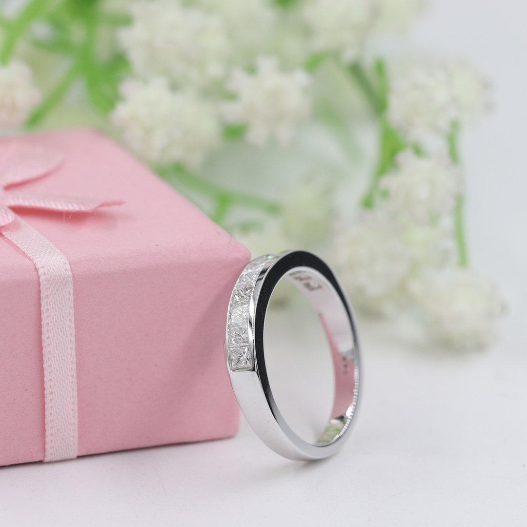 Princess Cut Half Diamond Band/princess Cut Diamond Wedding Band ...