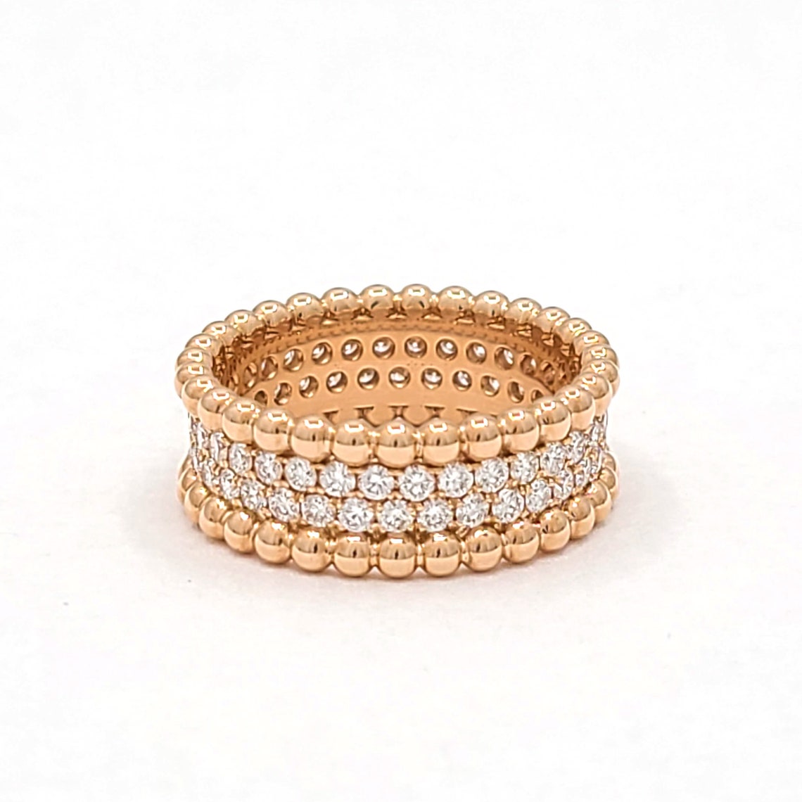 Diamond Double Row Eternity Ring / 14K Gold Unique Wedding - Etsy