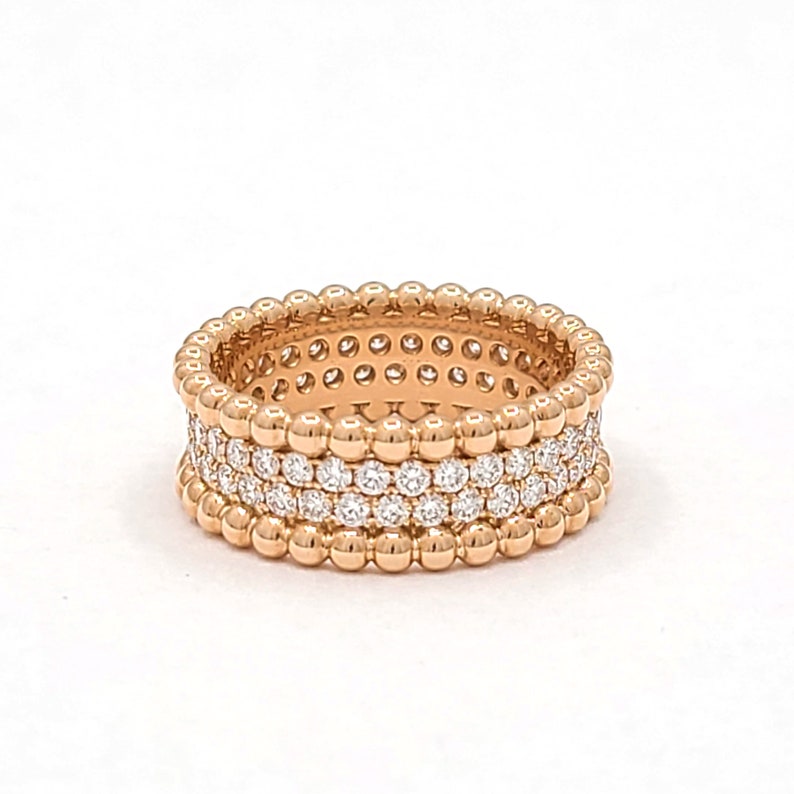 Diamond Double Row Eternity Ring / 14K Gold Unique Wedding - Etsy