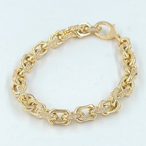 Diamond Pave Gold Link Chain Bracelet - Etsy
