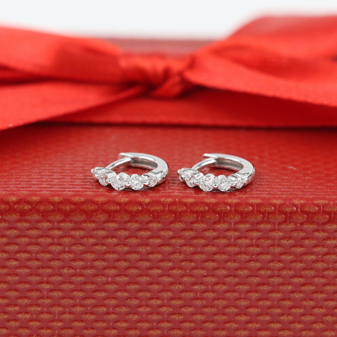 Single Prong Mini Hoop Earring/9mm Diamond Hoop Earring/handmade ...