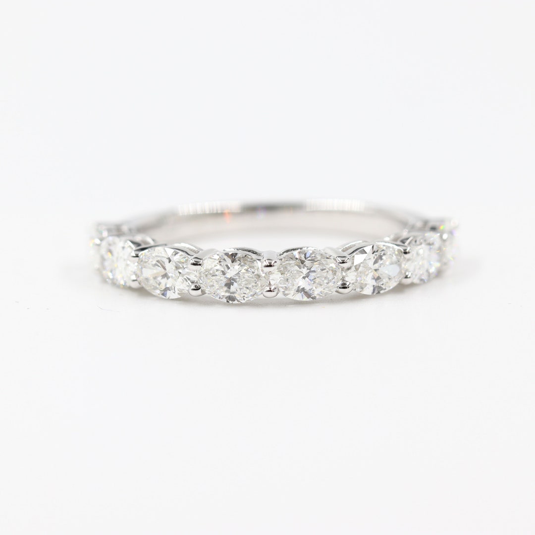 2ct Oval Diamond Half Eternity Band/half Eternity Natural Diamond ...
