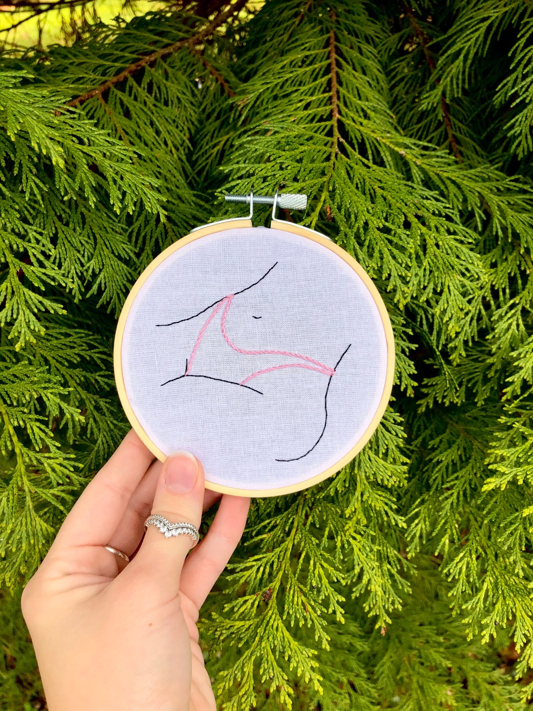 Female Bum Line Art Embroidery Design Body Confidence - Etsy