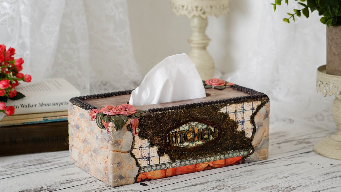 Vintage Tea Box Tissue Box and Tray Tea Box With 9 - Etsy