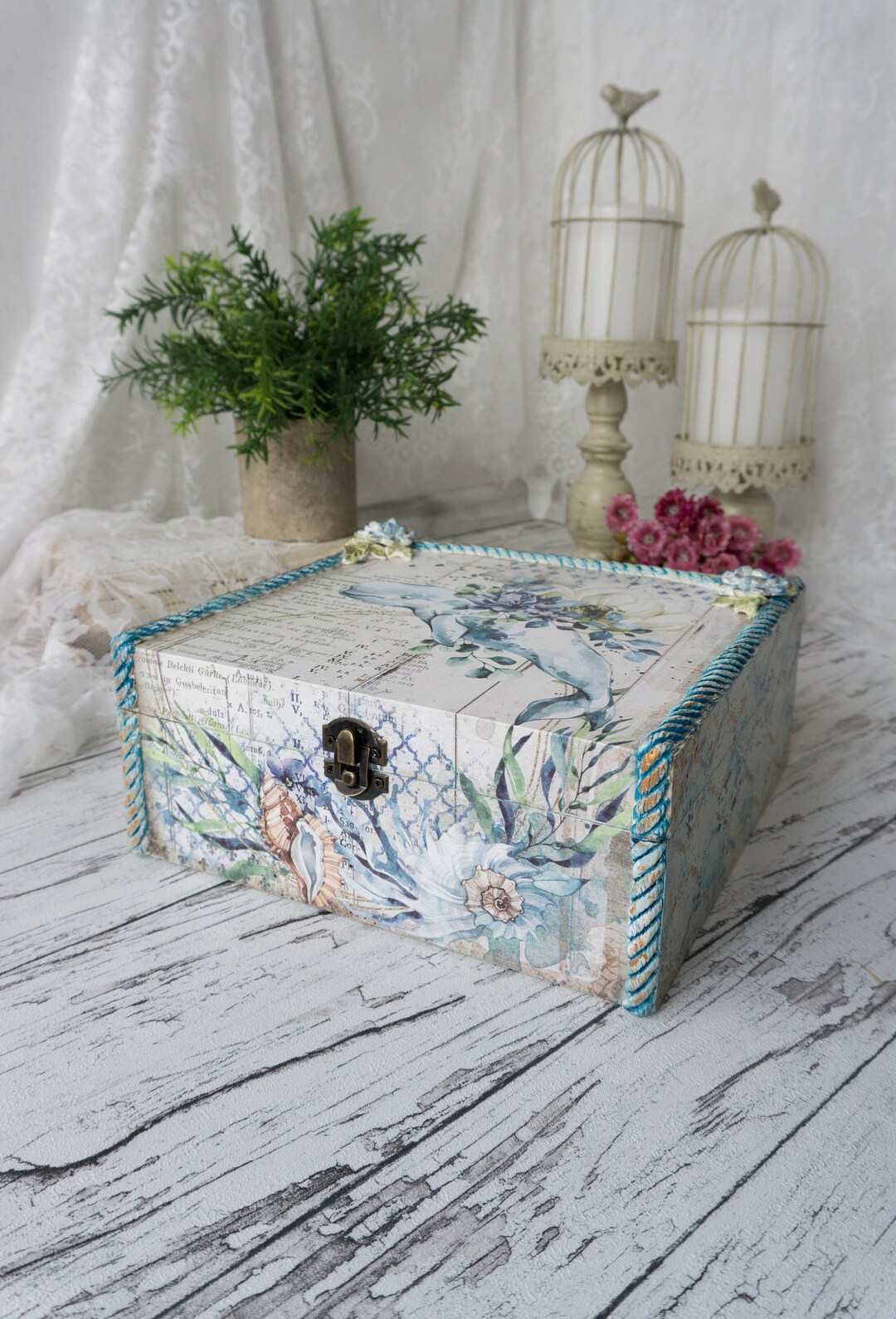 Nautical Beach House Tea Box| Tea Bags Organiser Box With 9 ...