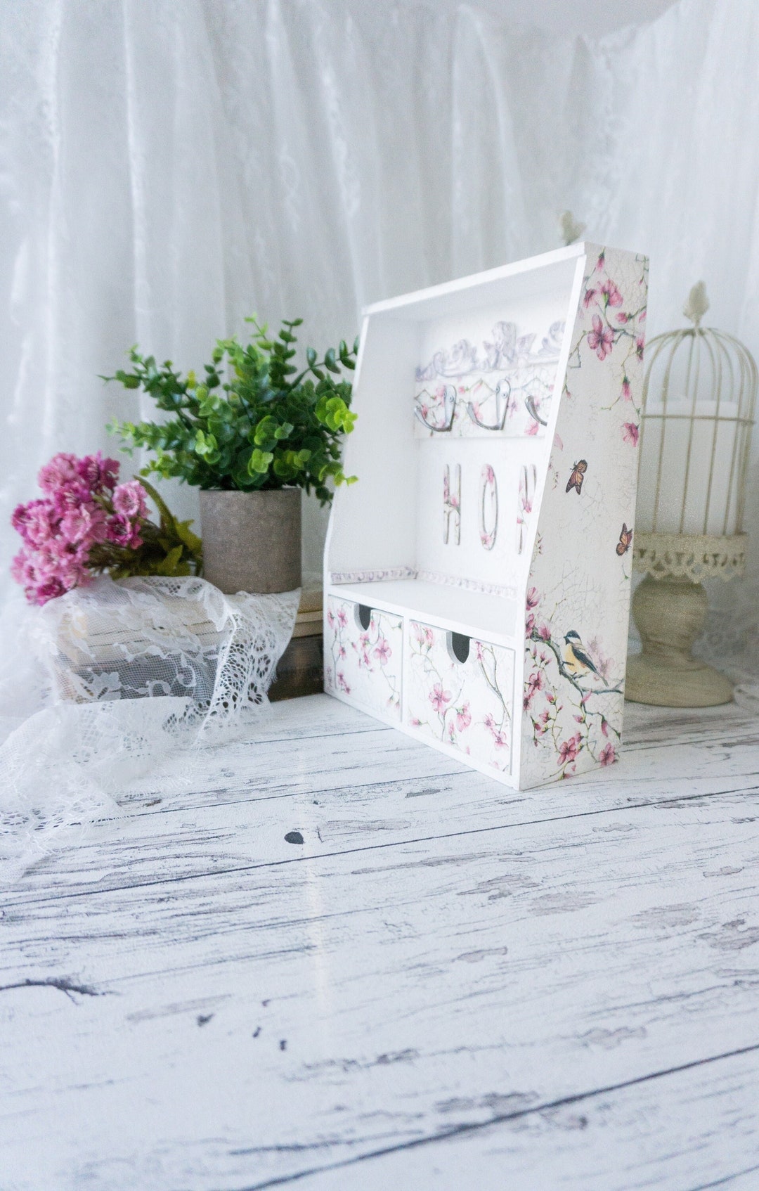 Wood Key Cabinet | Shabby Chic Key Holder | Key Hanger | Wedding Gift ...