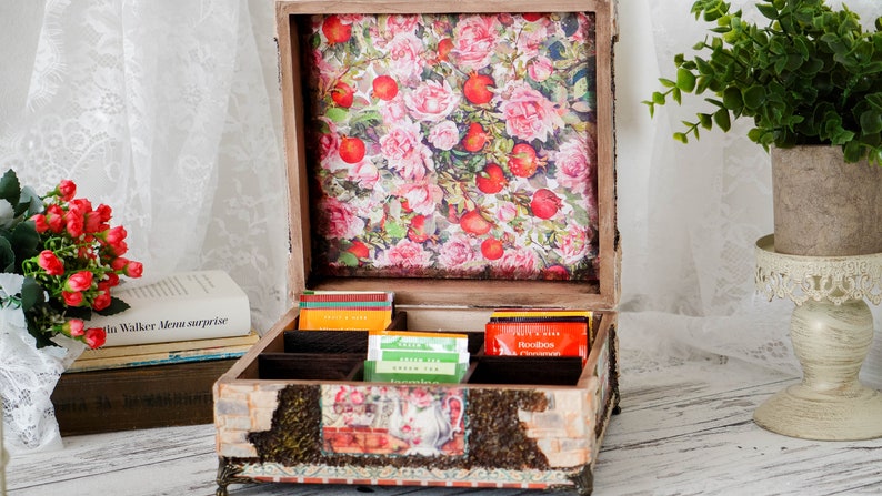 Vintage Tea Box Tissue Box and Tray Tea Box With 9 - Etsy