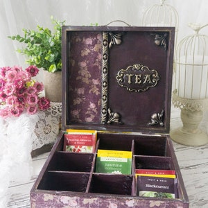 Tea Storage Box | Tea Organizer | Tea Bag Holder | Wood Tea Box | Tea ...