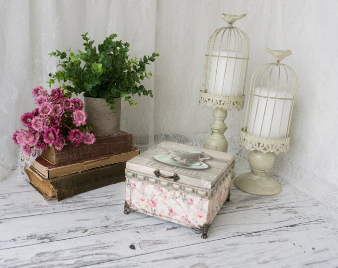 Antique Vintage Tea Box Tea Bags Organiser Box With 4 Compartments ...