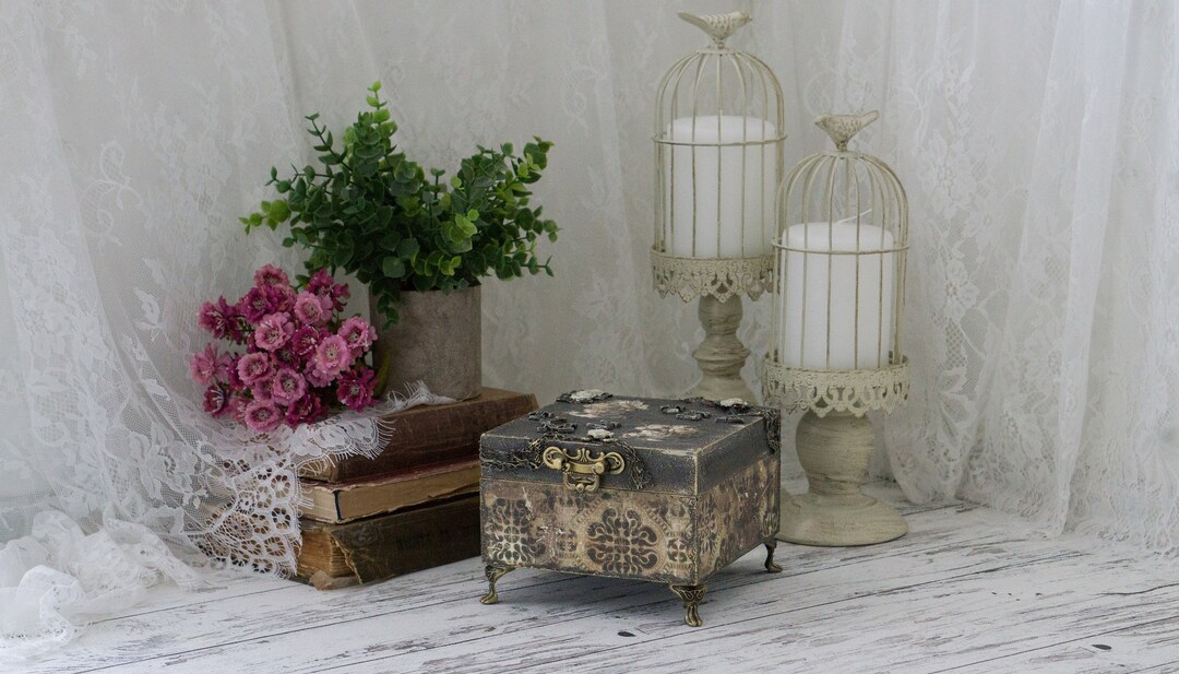 Antique Vintage Tea Box | Tea Bags Organiser Box With 4 Compartments ...