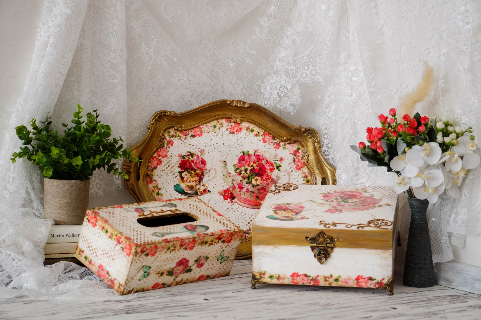 Vintage Tea Box Tissue Box and Tray Tea Box With 9 - Etsy