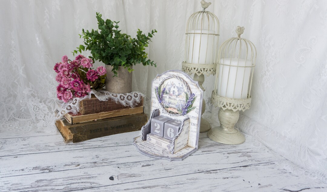 Shabby Chic Calendar | Wooden Perpetual Calendar | Permanent Calendar ...