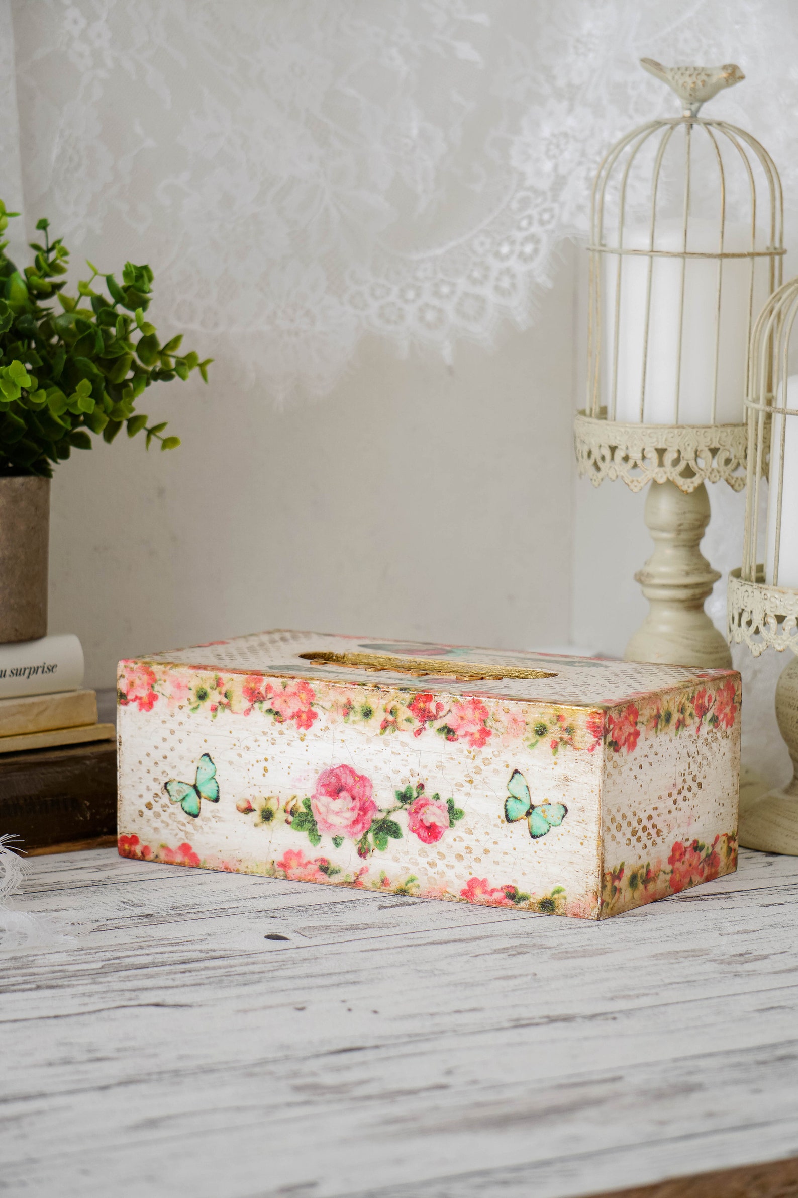 Decoupage Wooden Tea Box Set, Tissue Box, Breakfast Tray - Etsy