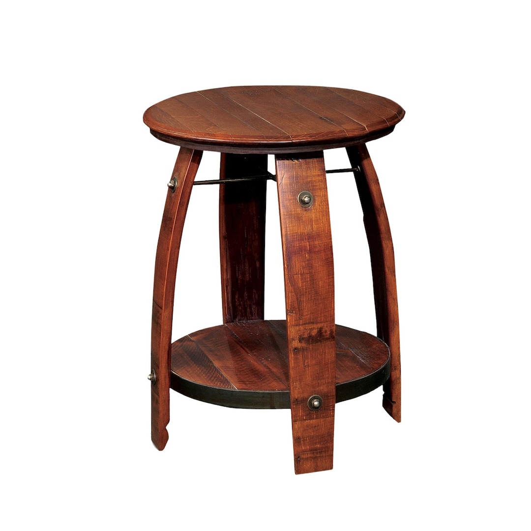 Wine Barrel Side Table Reclaimed Wood End Table Wine Stave Barrel ...