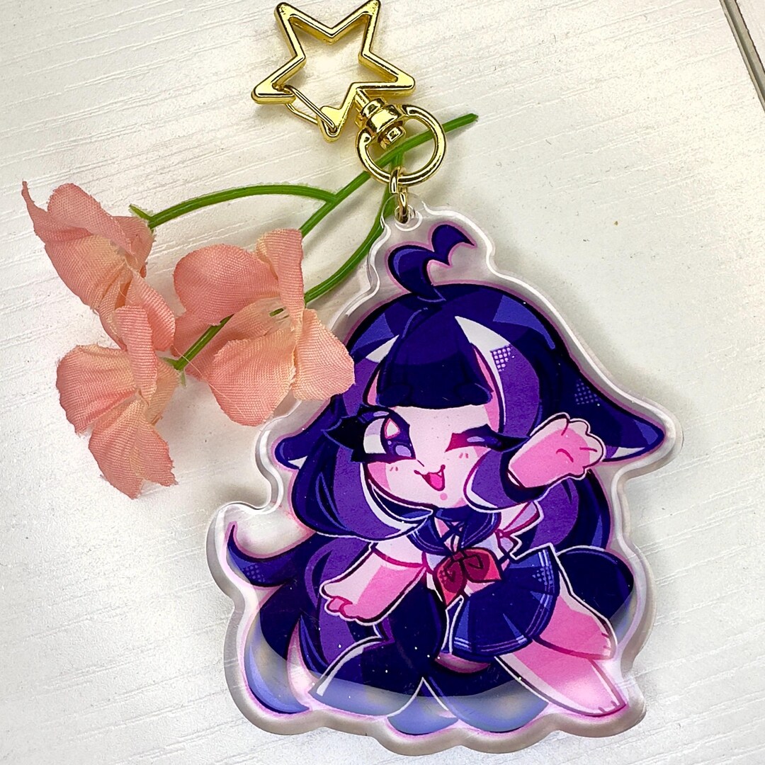 Shylily Vtuber Whale Waifu Chibi Anime Keychain Glitter Epoxy 3 Inches ...