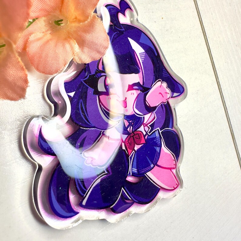 Shylily Vtuber Whale Waifu Chibi Anime Keychain Glitter Epoxy 3 Inches ...