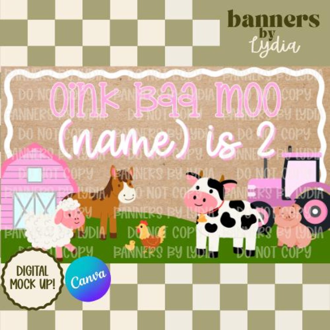 Oink Baa Moo Banner Template - Etsy