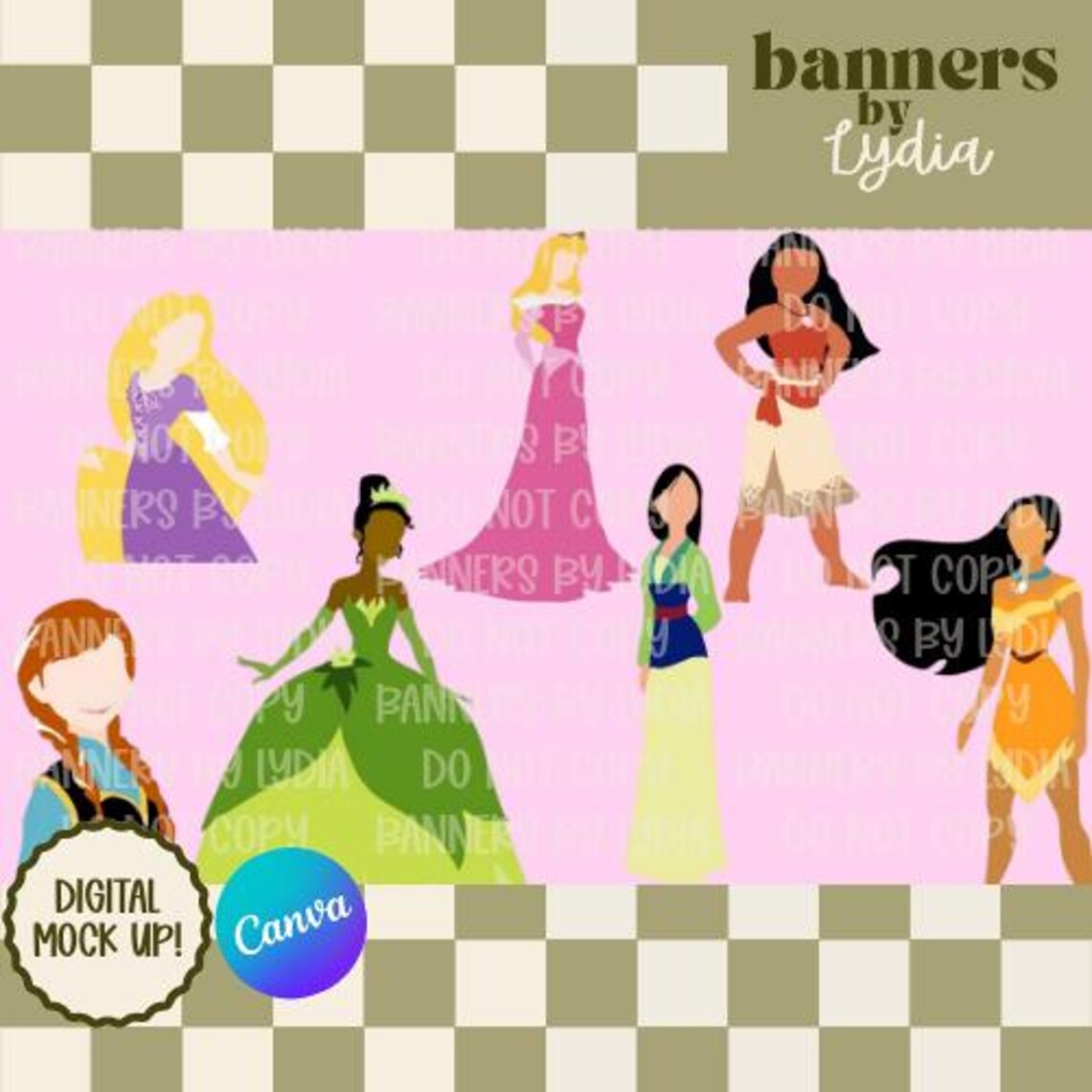 Birthday Princesses Editable Banner Template With Interchangeable ...