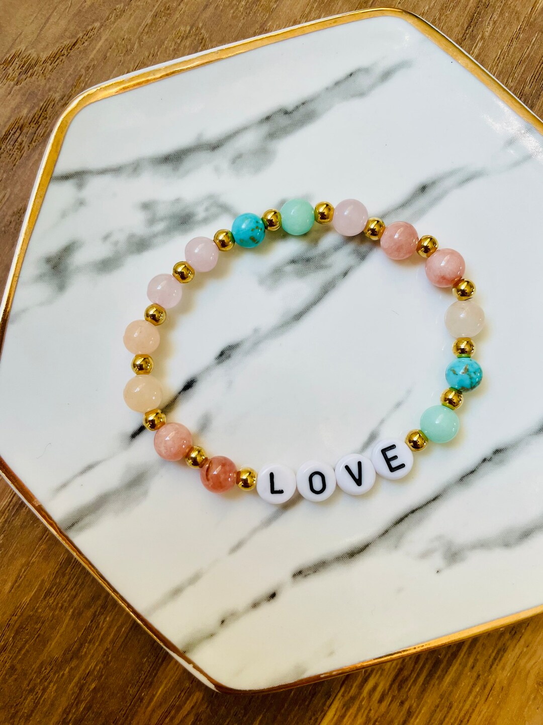 Colorful Custom Word Beaded Bracelet, Mother's Day Bracelets ...